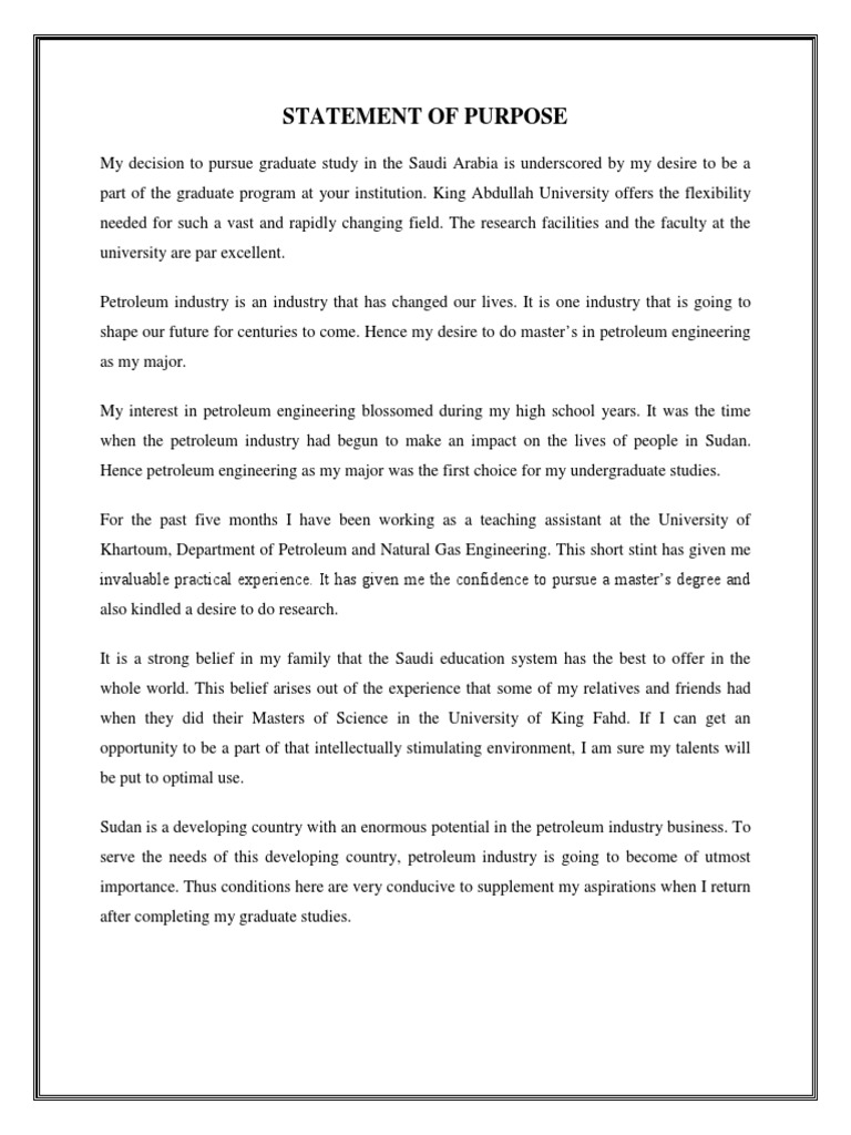 Statement Of Purpose PDF