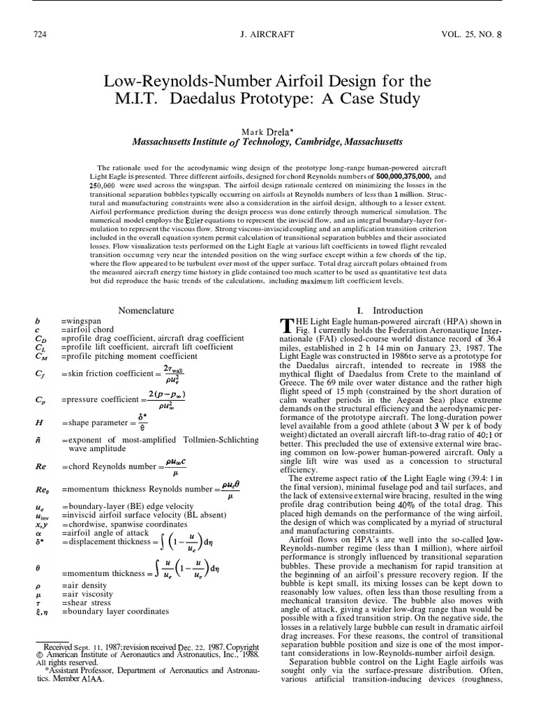 Low-Reynolds-Number Airfoil Design | PDF | Airfoil | Drag (Physics)