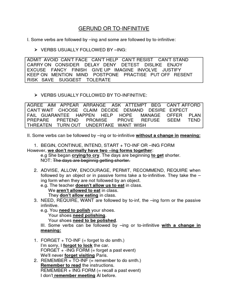 Gerund or To-Infinitive | PDF | Language Arts & Discipline