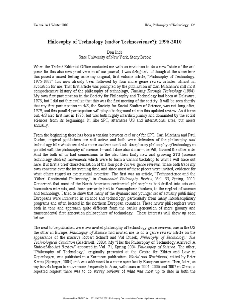 Don Ihde, Philosophy of Technology | PDF | Science And Technology ...