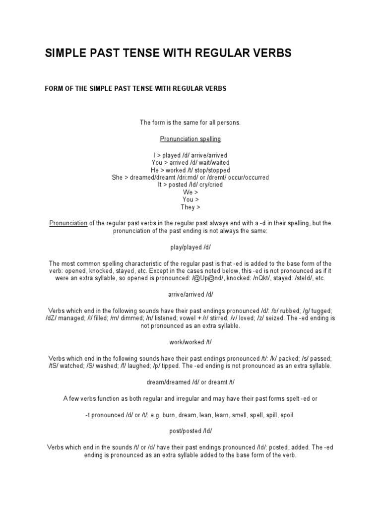 Simple Past Tense With Regular Verbs | PDF | Foreign Language Studies | Art
