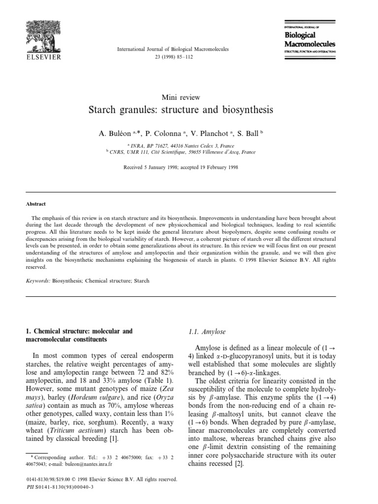 Buléon, 1998. Starch Granules Structure and Biosynthesis | PDF | Alpha ...