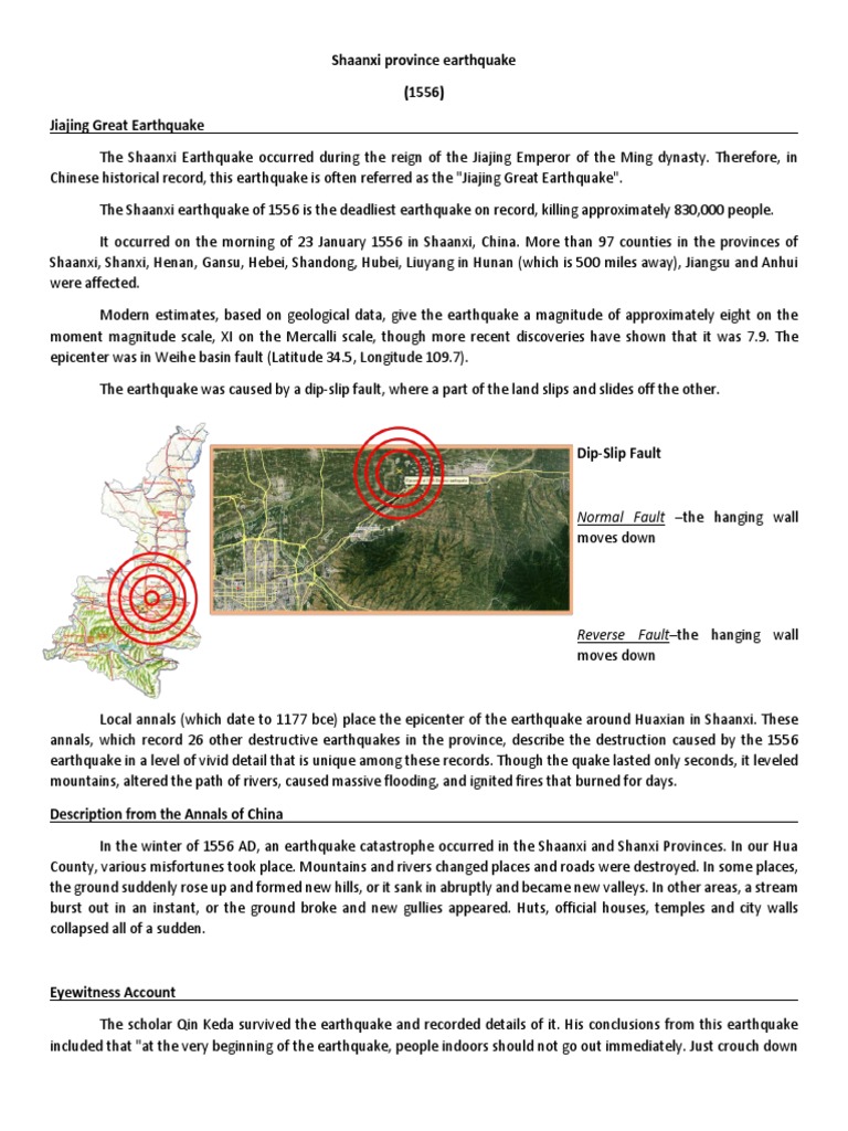 Shaanxi Province Earthquake of 1556 | Geophysics | Earthquakes