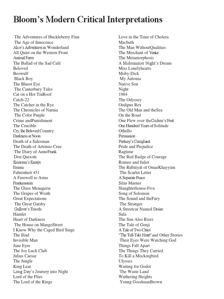 Blooms Modern Critical Interpretations | PDF