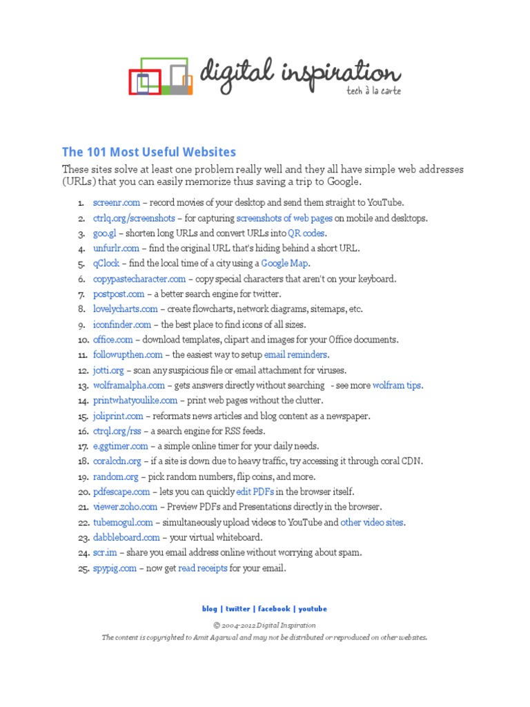 Most Useful Websites | PDF | Computers
