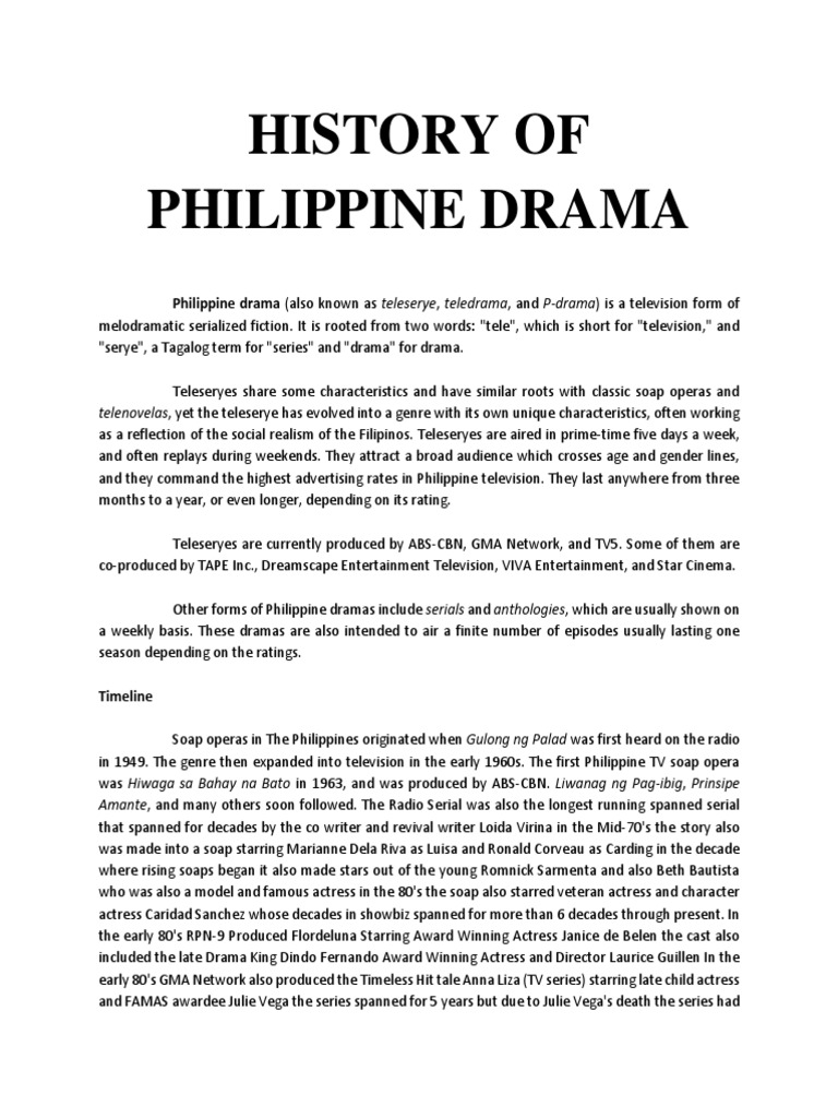 Philippine Drama | PDF | Metro Manila | Television Programs