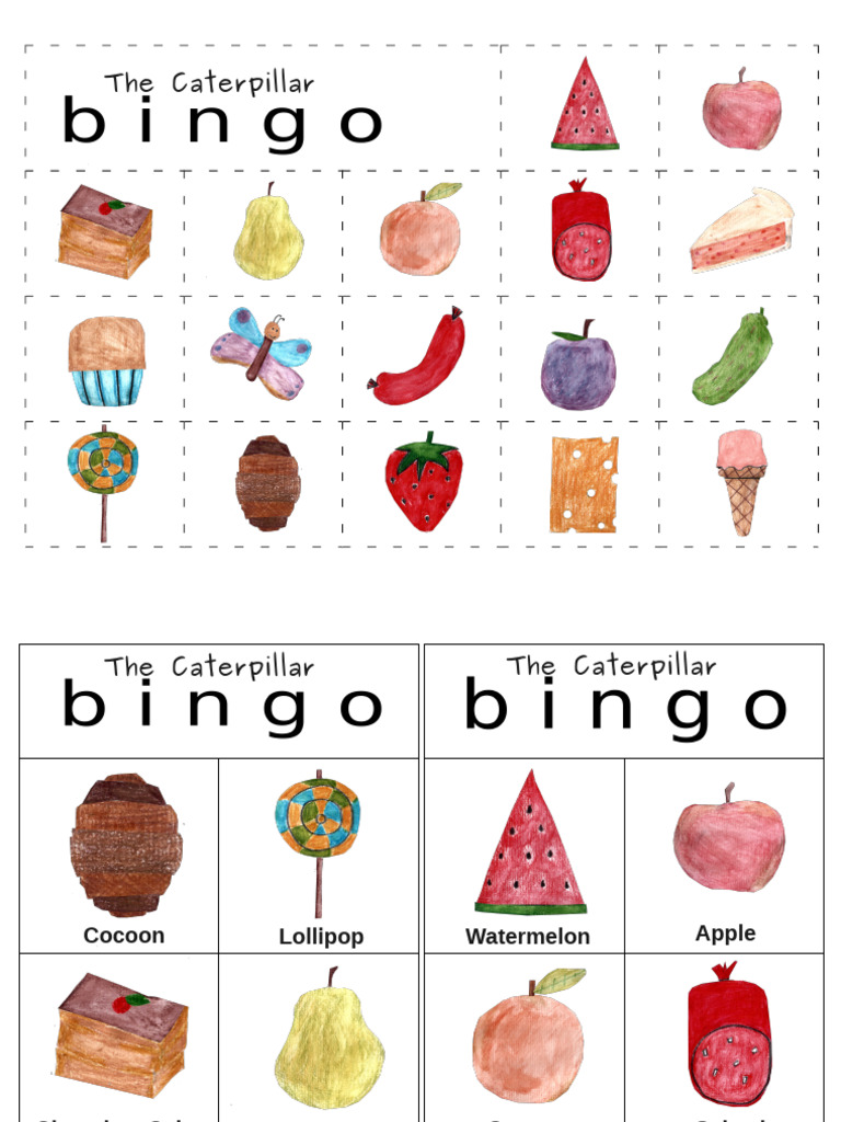 Printable Caterpillar Bingo | PDF | Cooking | Desserts