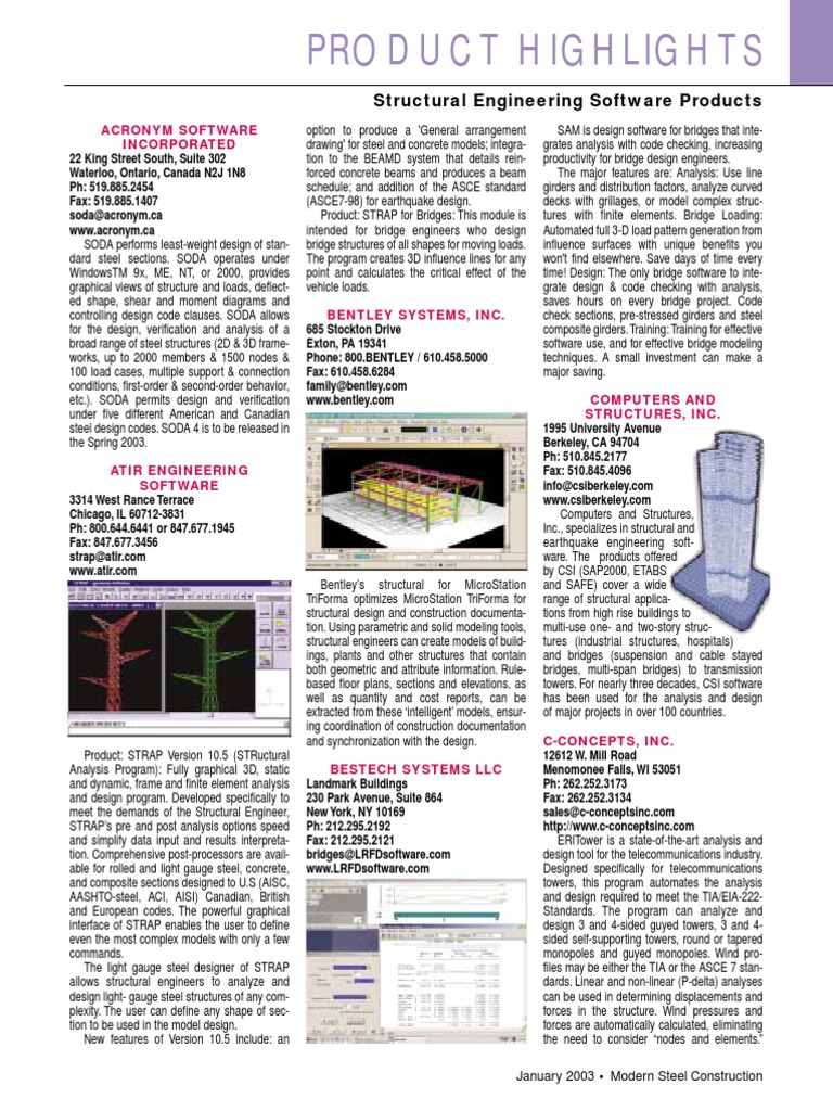 Structural Engineering Software Product Highlights PDF | PDF | Computer ...