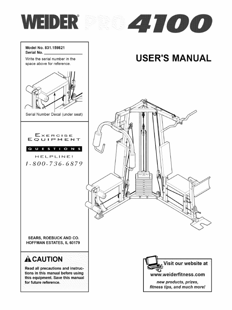 Weider 4100 User Manual | PDF | Physical Exercise | Weight Training