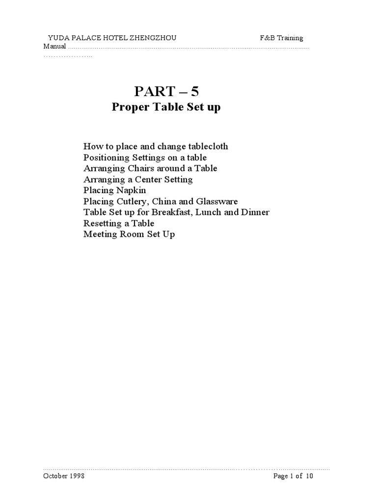 Part 5 F&B Training Manual | PDF