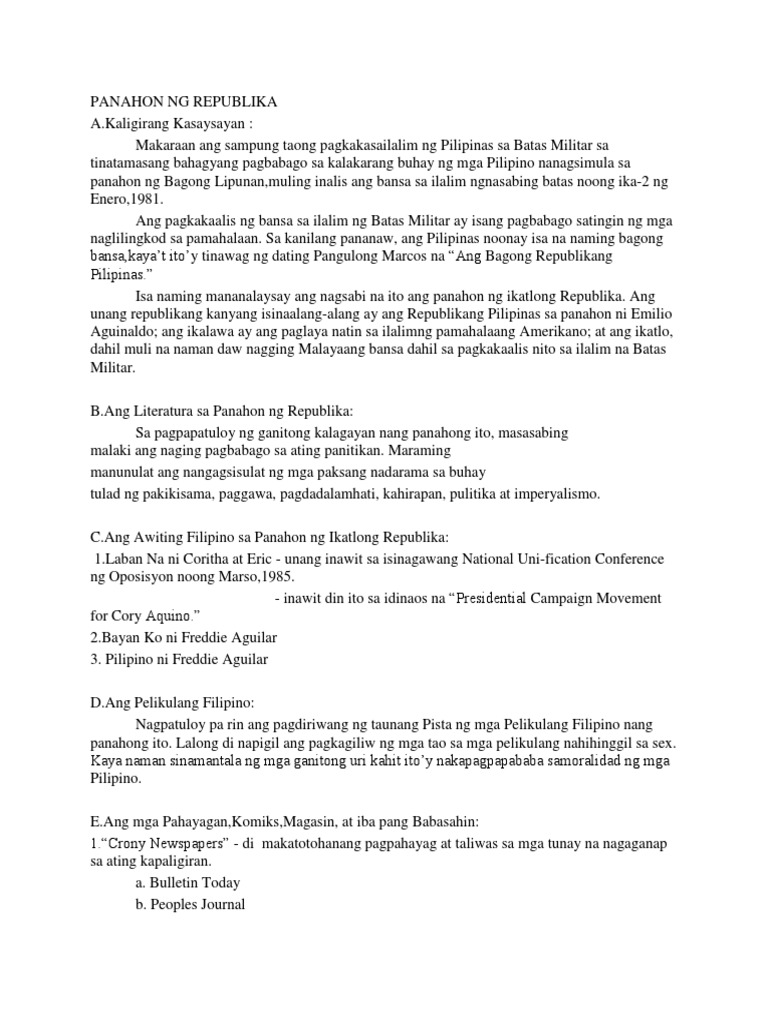 Panahon NG Republika | PDF