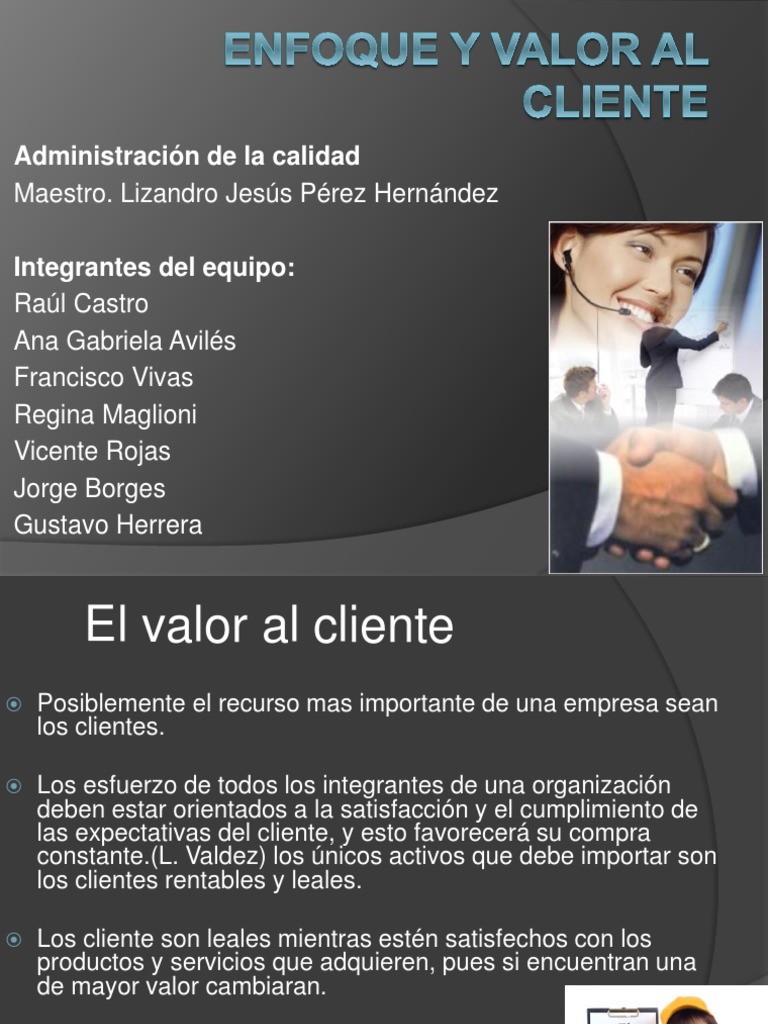 Enfoque y Valor Al Cliente | PDF | Cliente | Calidad (comercial)