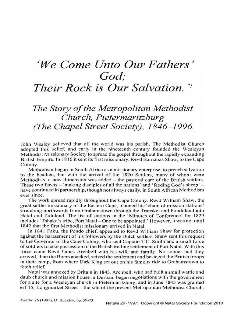 We Come Unto Our Fathers' God | PDF | Colony Of Natal | Methodism