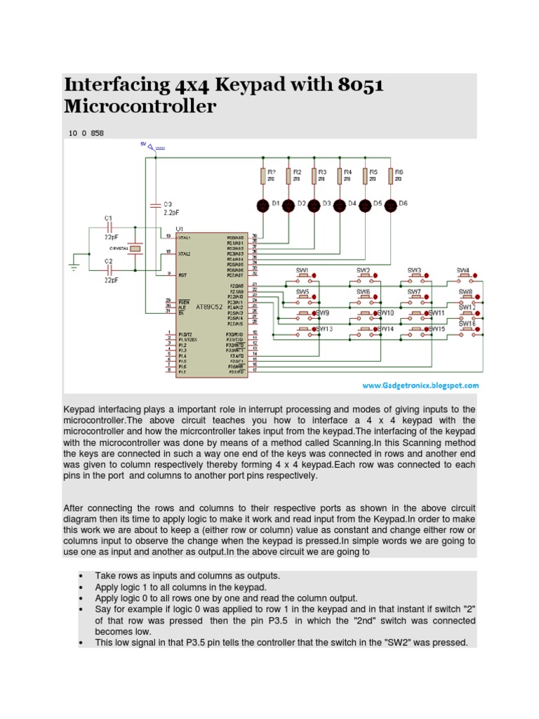 Interfacing 4x4 Keypad With 8051 Microcontroller | PDF ... Interfacing 4x4 Keypad With 8051 Microcontroller | PDF ...