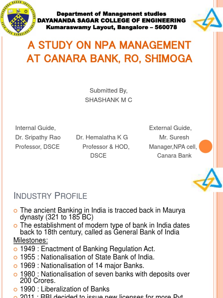 NPA Management at Canara Bank Shimoga | PDF | Profit (Accounting) | Banks