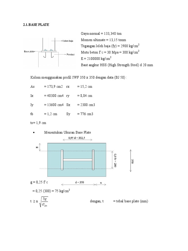 Base Plate Design and Calculations | PDF | Teaching Methods & Materials