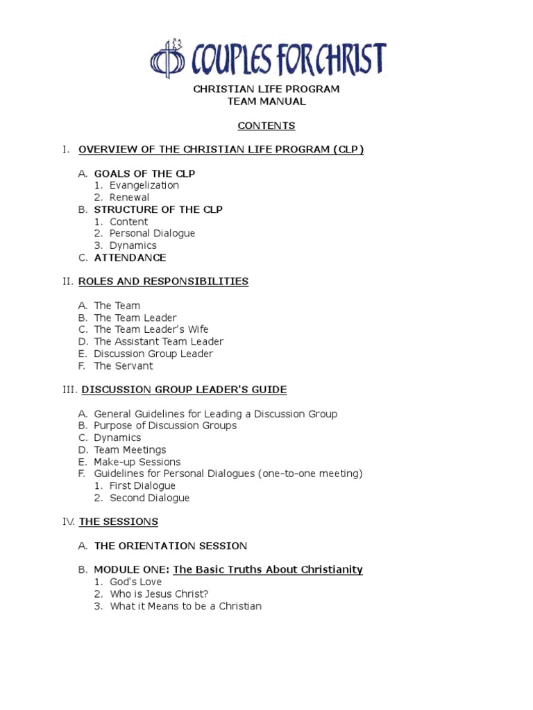 CLP Team Manual-1 | PDF | Glossolalia | Fasting