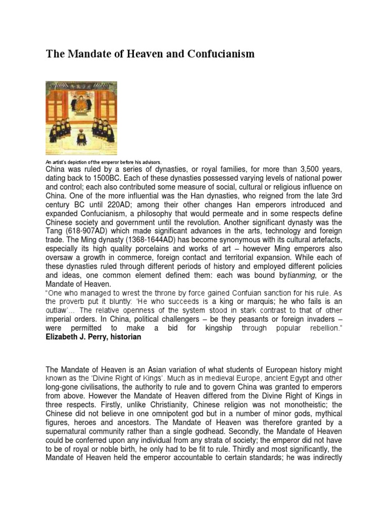 Mandate of Heaven | PDF | Confucianism | Emperor Of China