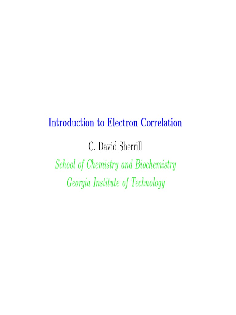 Introduction To Electron Correlation | PDF | Hartree–Fock Method ...