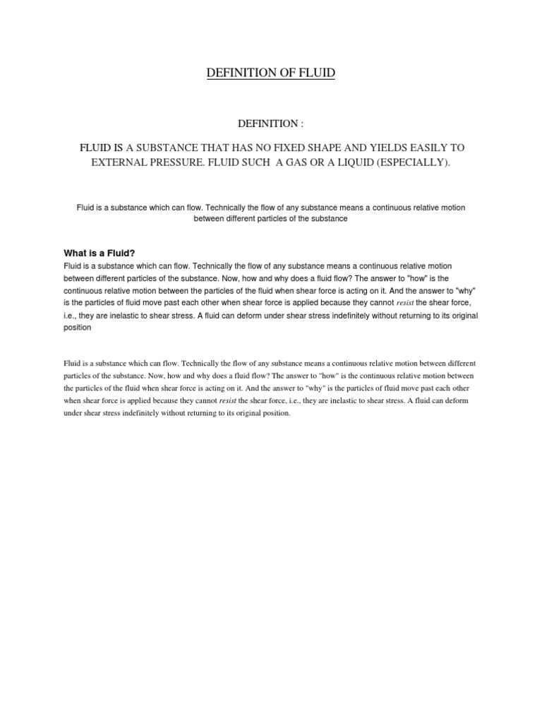 Definition of Fluid | PDF | Liquids | Viscosity