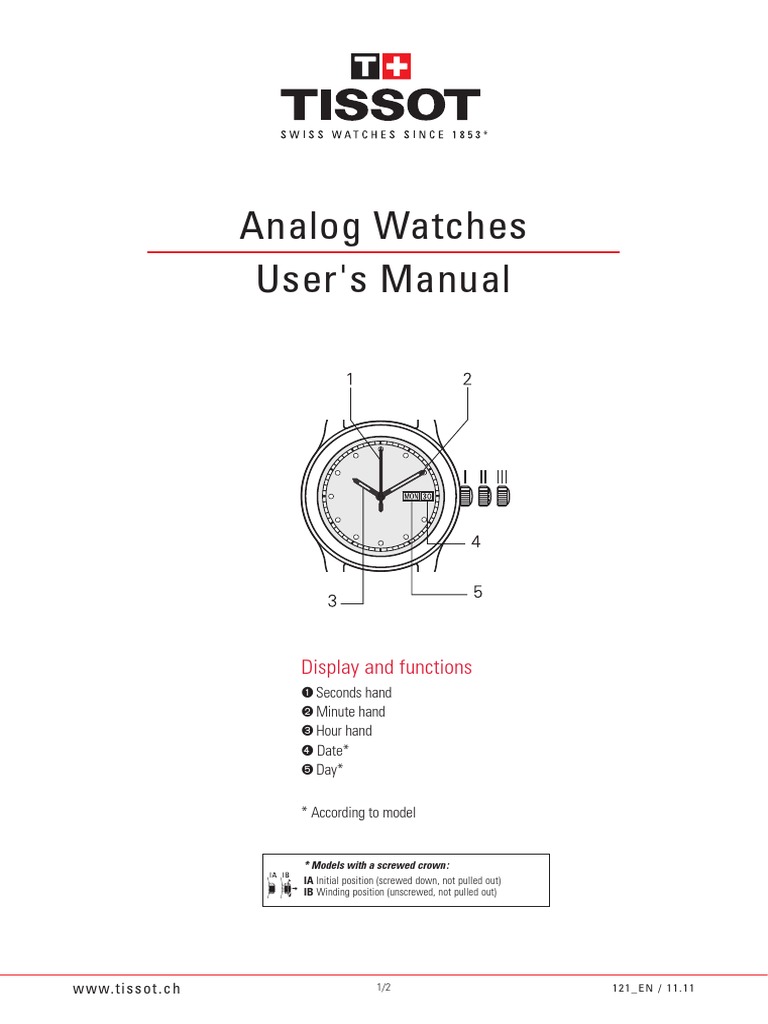 Analog Watches User's Manual: Display and Functions | PDF