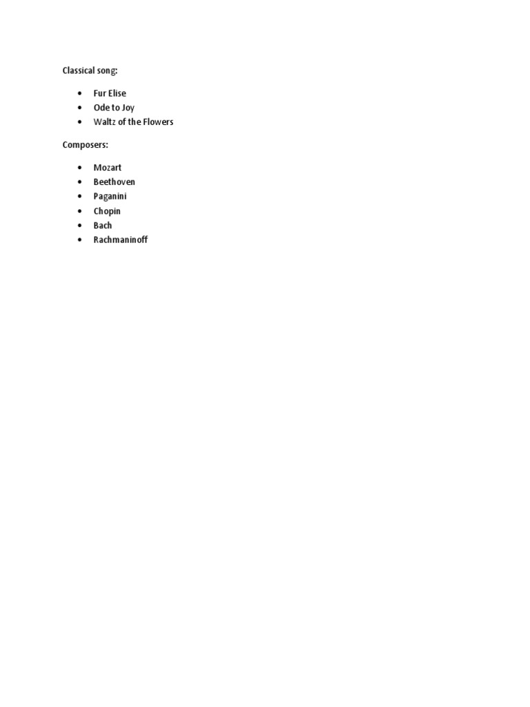 Classical Music Composers & Songs | PDF
