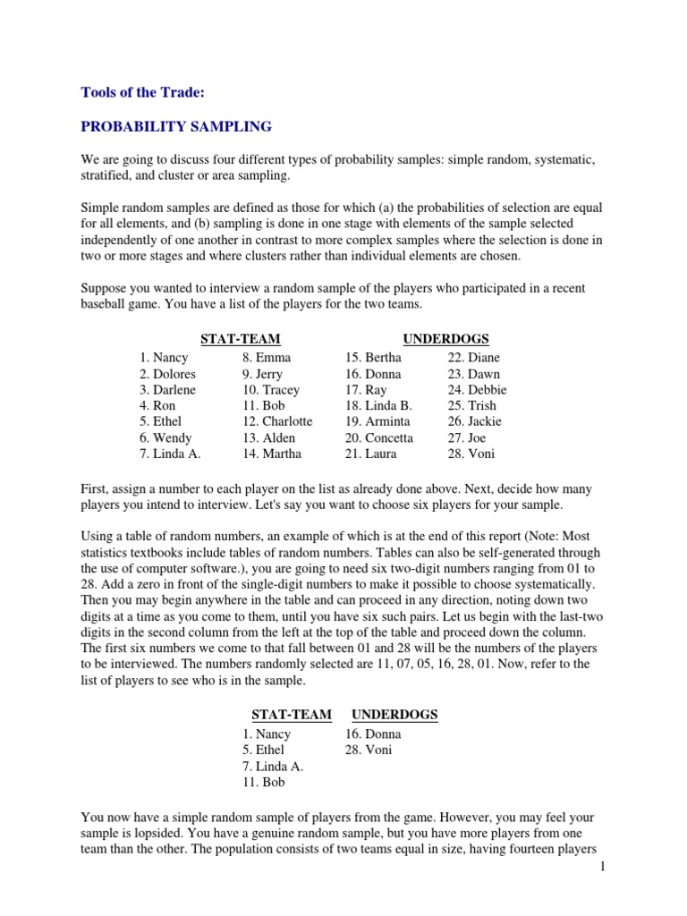 Probability Sampling Pdf Sampling Statistics Randomness