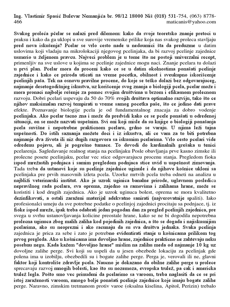 Pcelarska Prolet | PDF