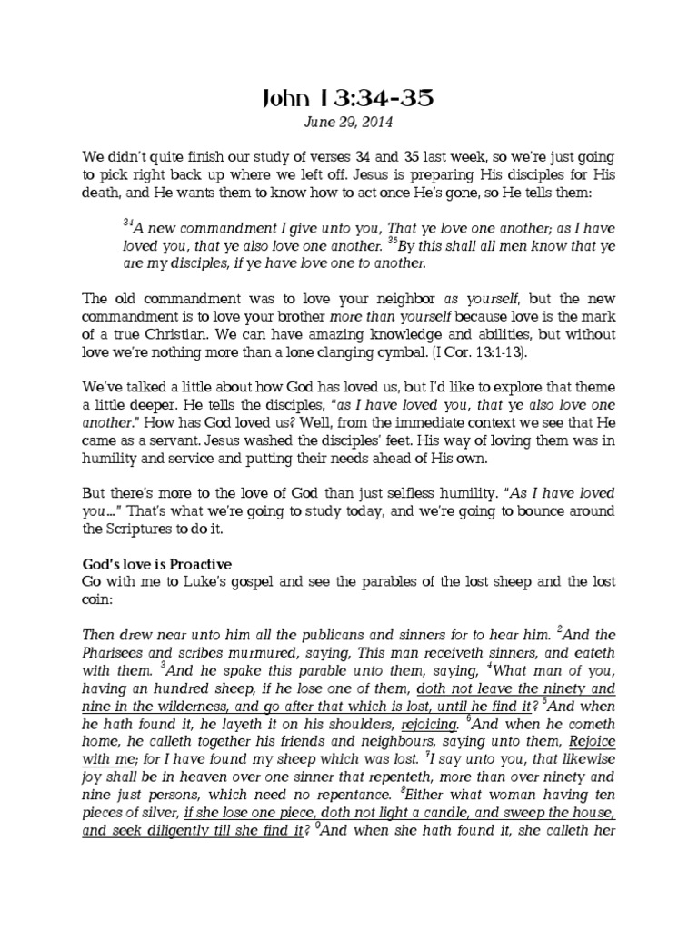John 13:34-35 | PDF | Jesus | Religious Behaviour And Experience