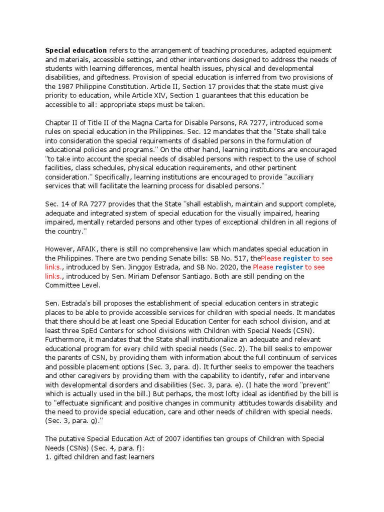 Special Education Program | PDF | Special Education | Intellectual Disability