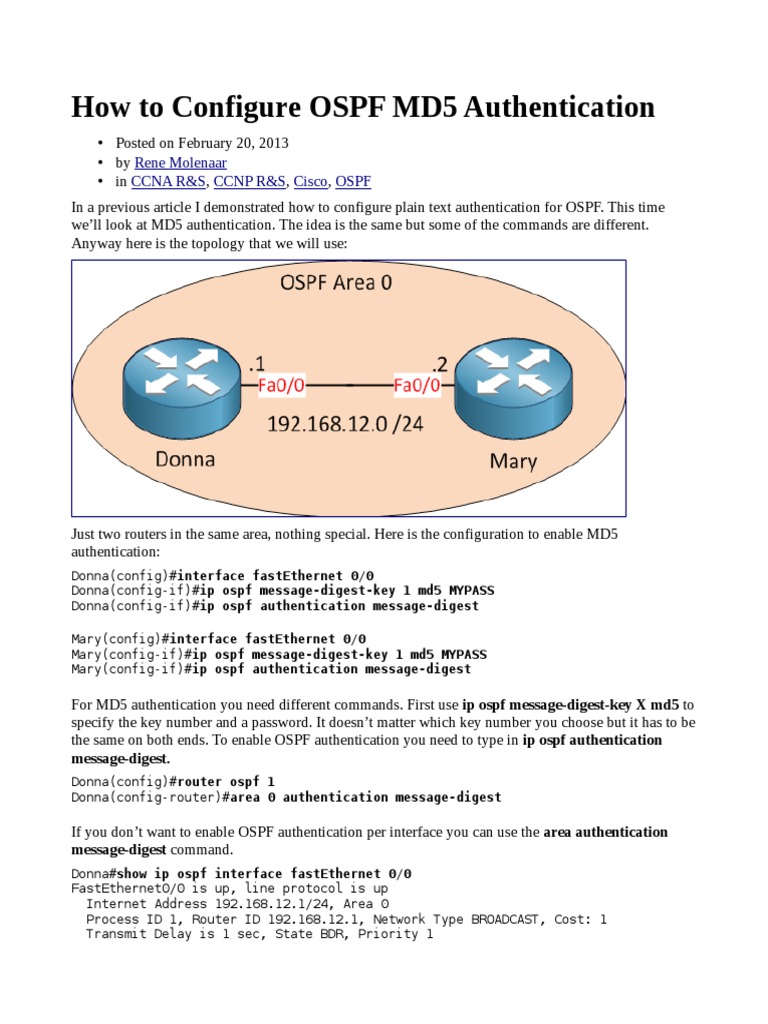 Autenticacion Ospf Md5 Internet Protocols Networking Standards