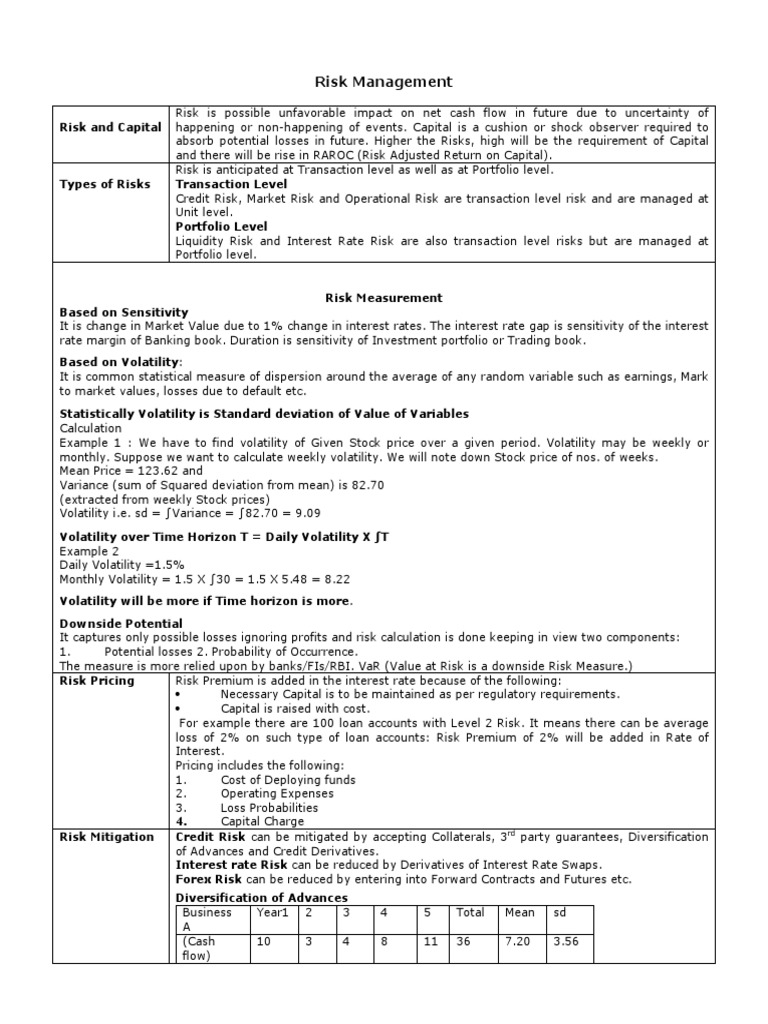 RM Notes Caiib | PDF | Bond Duration | Credit Derivative