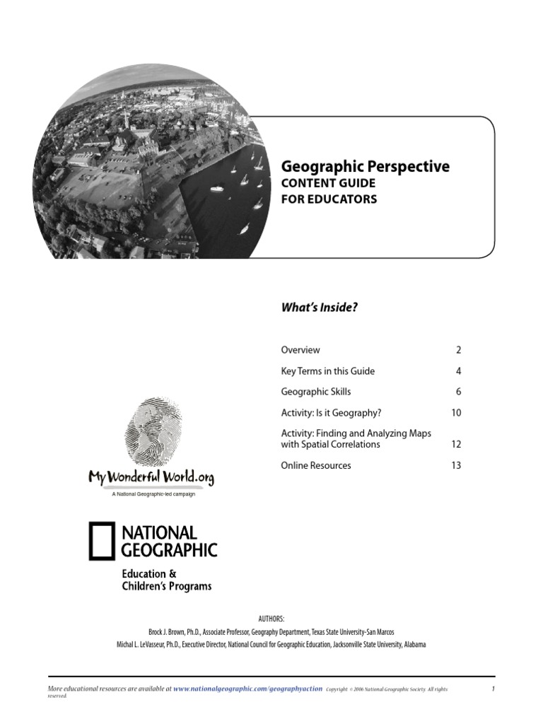 Geographic Perspective For Educators (National Geographic) | PDF