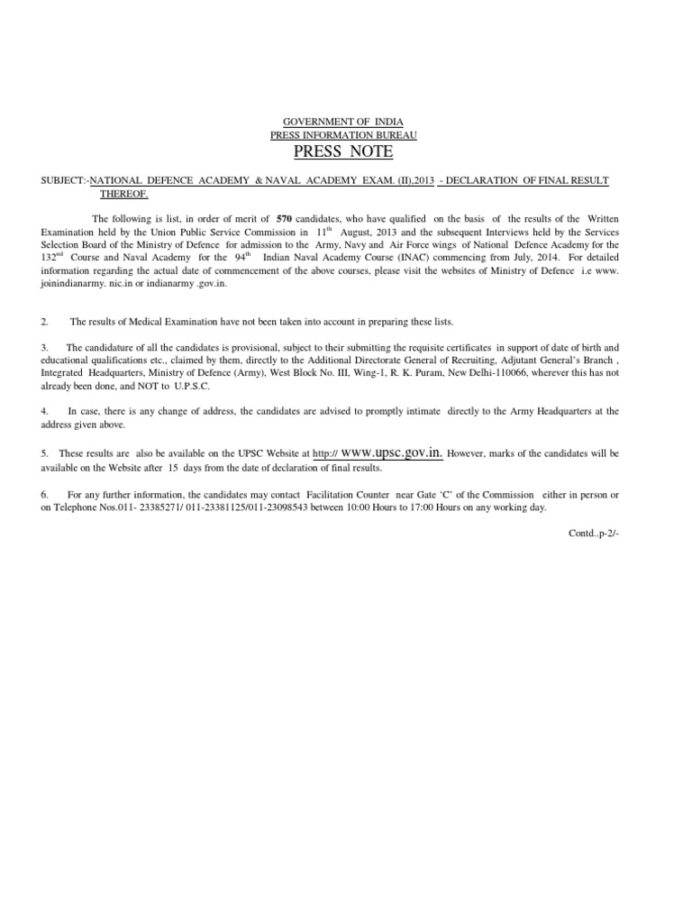 Nda Final Result | PDF | Military Forces | Military
