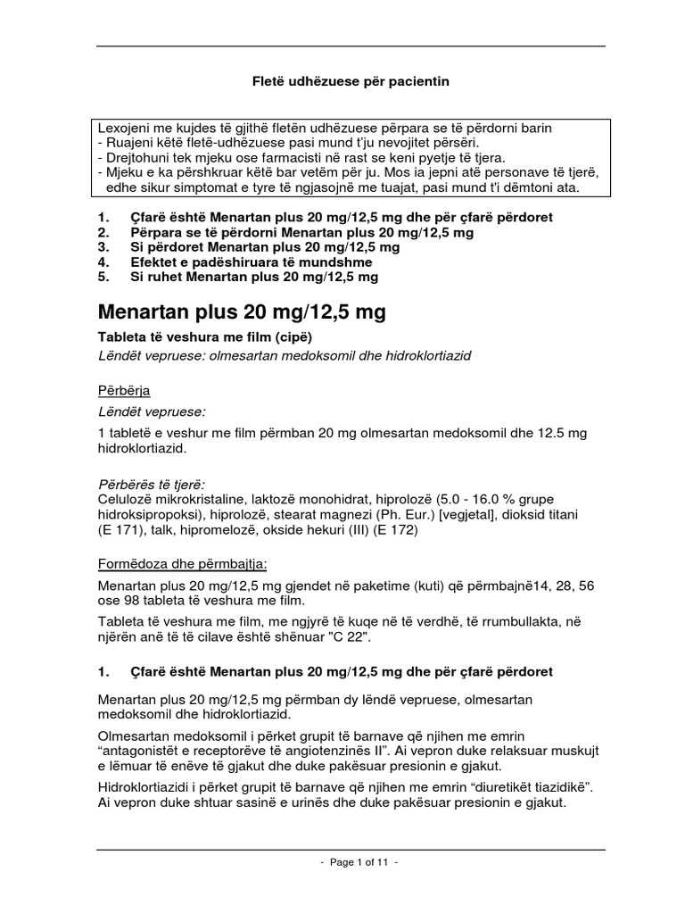 Menartan Plus 20mg, 12,5mg | PDF
