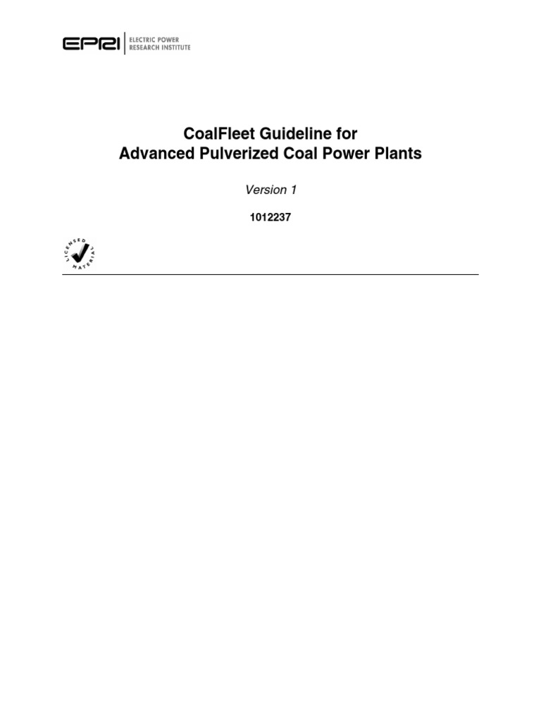 Advanced Pulverised Coal Power Plants EPRI 2007 208p | PDF | Coal | Boiler