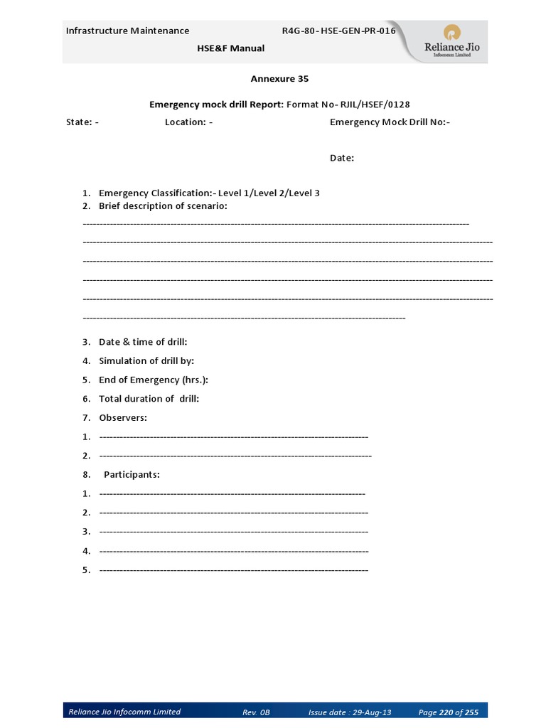 Emergency Mock Drill Report Format | PDF