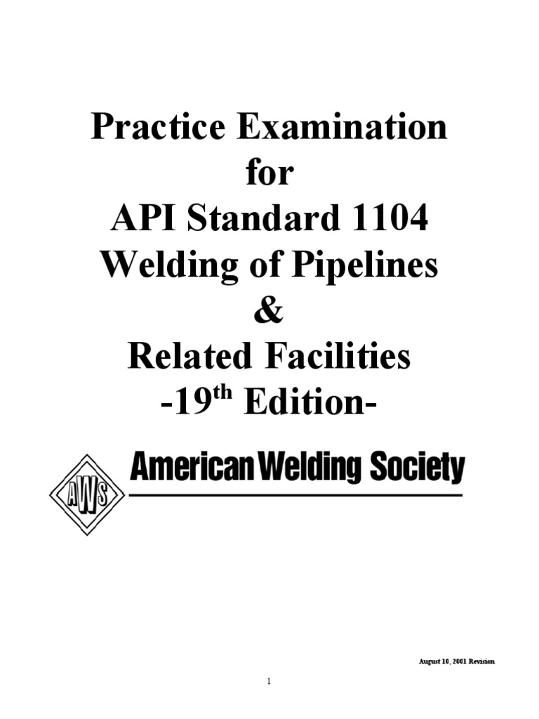 Practice Examination API 1104 | Download Free PDF | Welding | Construction
