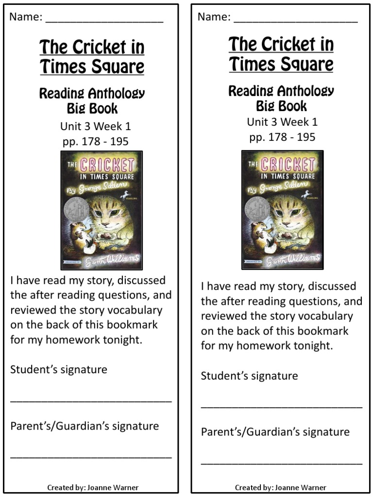 3 1 Bookmark The Cricket in Times Square | PDF