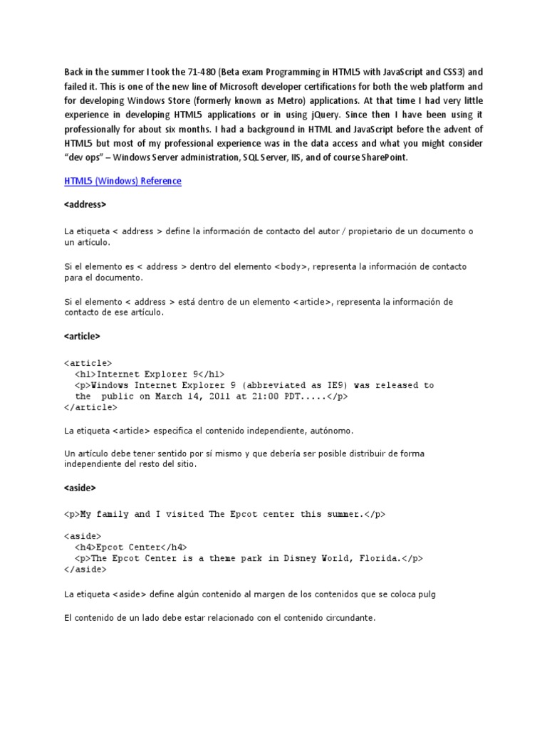 70 480 JavaScript and HTML5 | Download Free PDF | Cascading Style ...