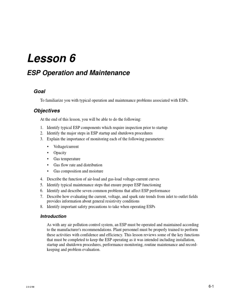 Esp Operation And Maintenance Pdf