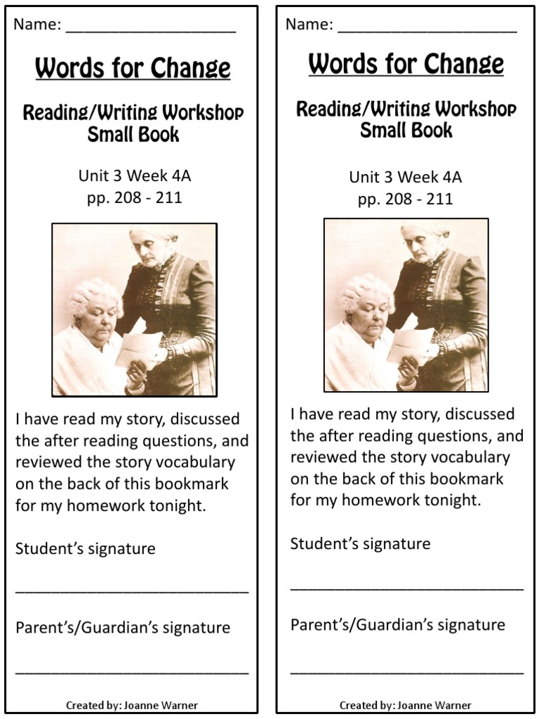 3 4a Bookmark Words For Change | PDF