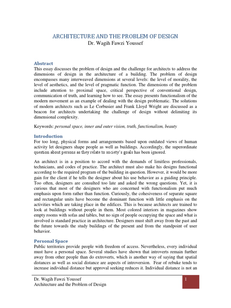 Architecture and TheProblemOfDesign | PDF | Architect | Classroom