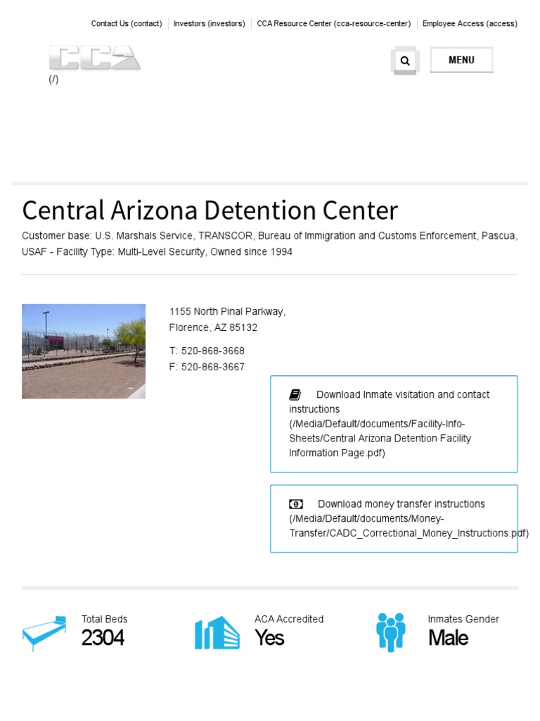 Central Arizona Correctional Center | PDF | Core Civic | Total Institutions