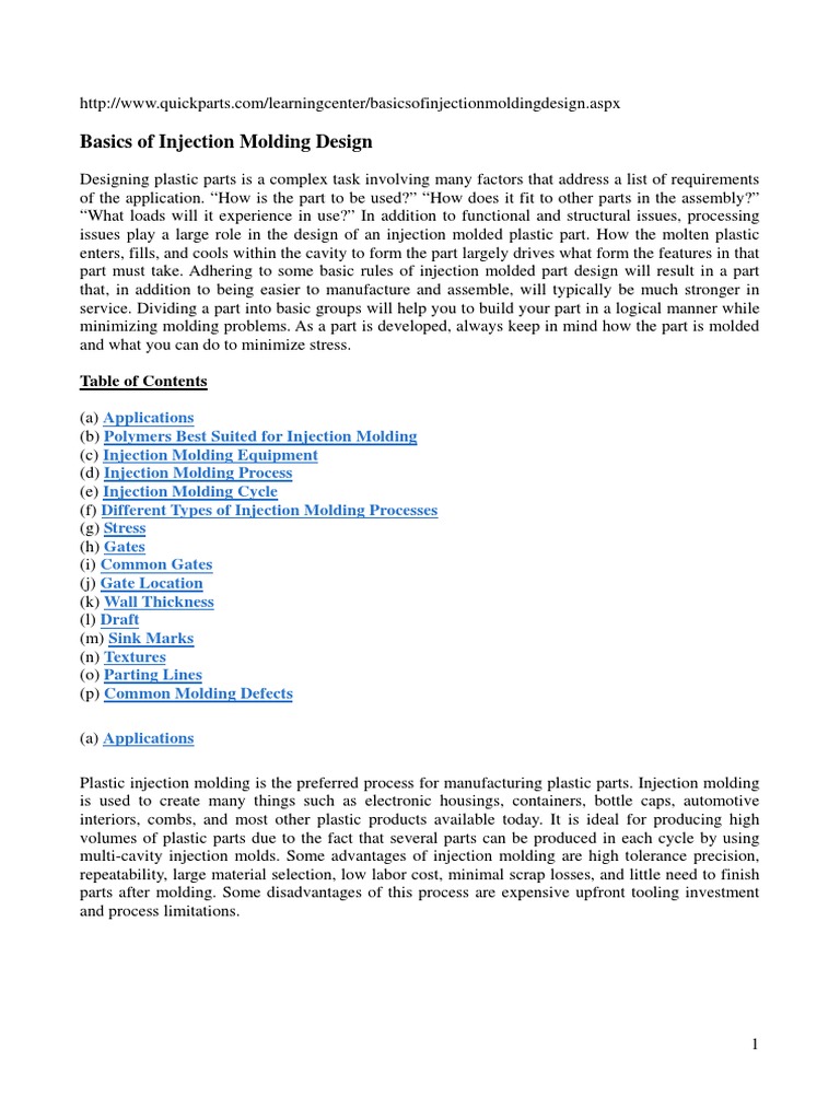 Basics of Mold Design | Download Free PDF | Plastic | Industries