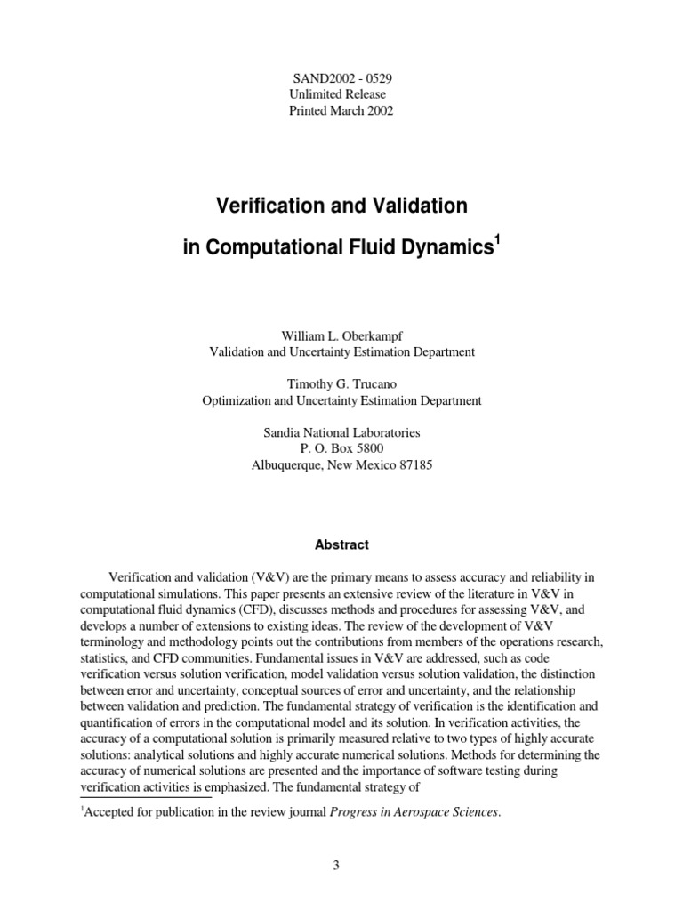 Verification and Validation in Computational Fluid Dynamics - 0001 | PDF | Conceptual Model ...