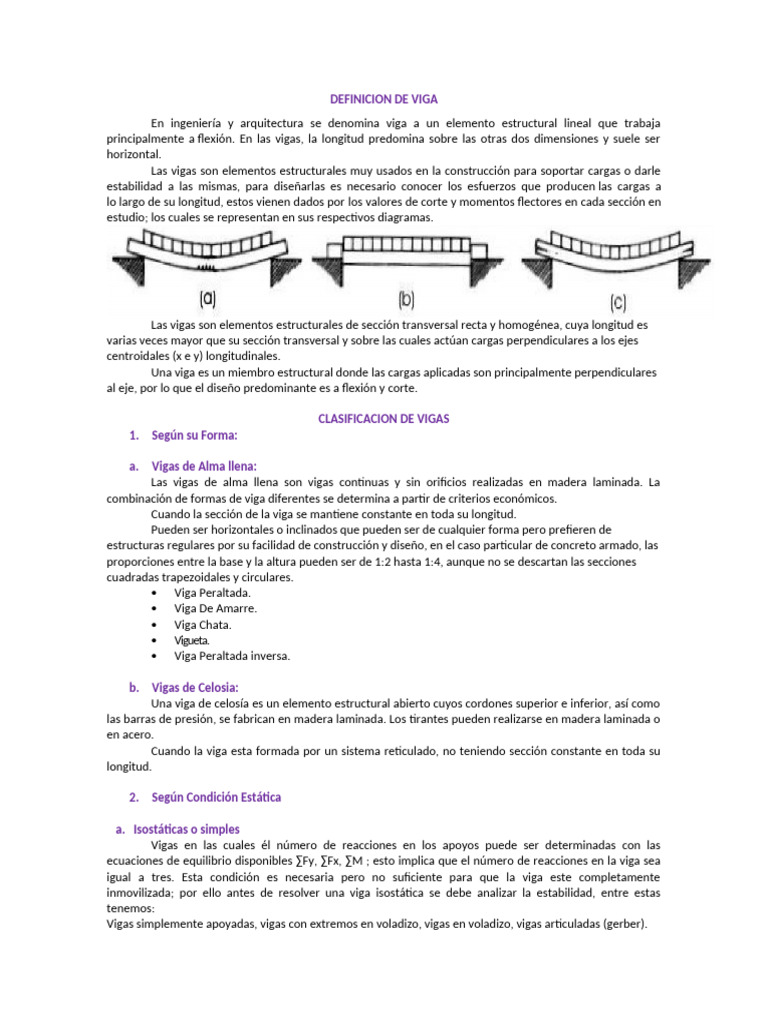 Definición y Clasificación de Vigas | PDF | Viga (Estructura) | Física