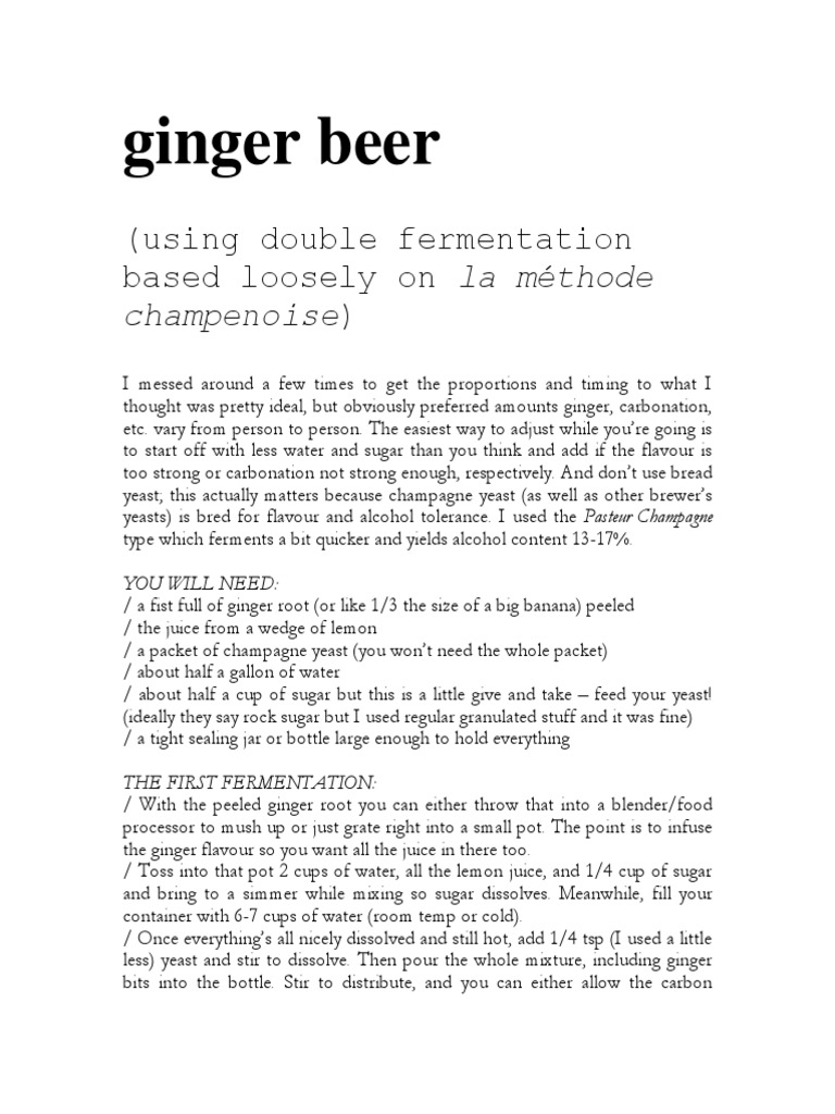 Ginger Beer: (Using Double Fermentation Based Loosely On La Méthode ...