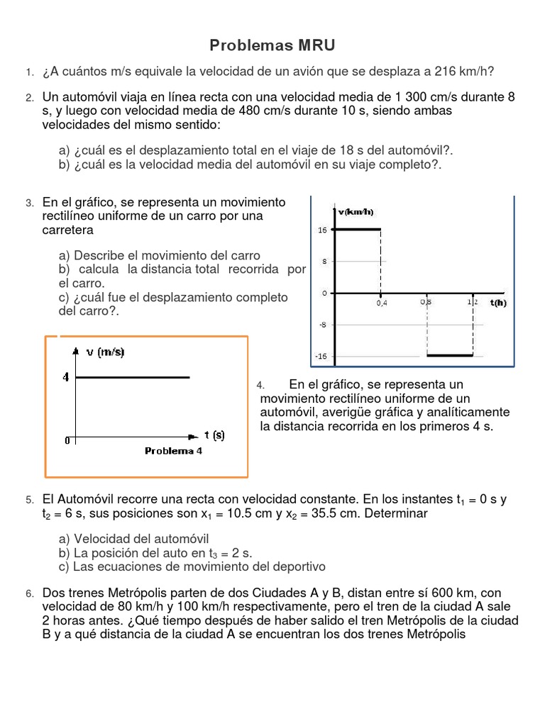 Problemas MRU | PDF