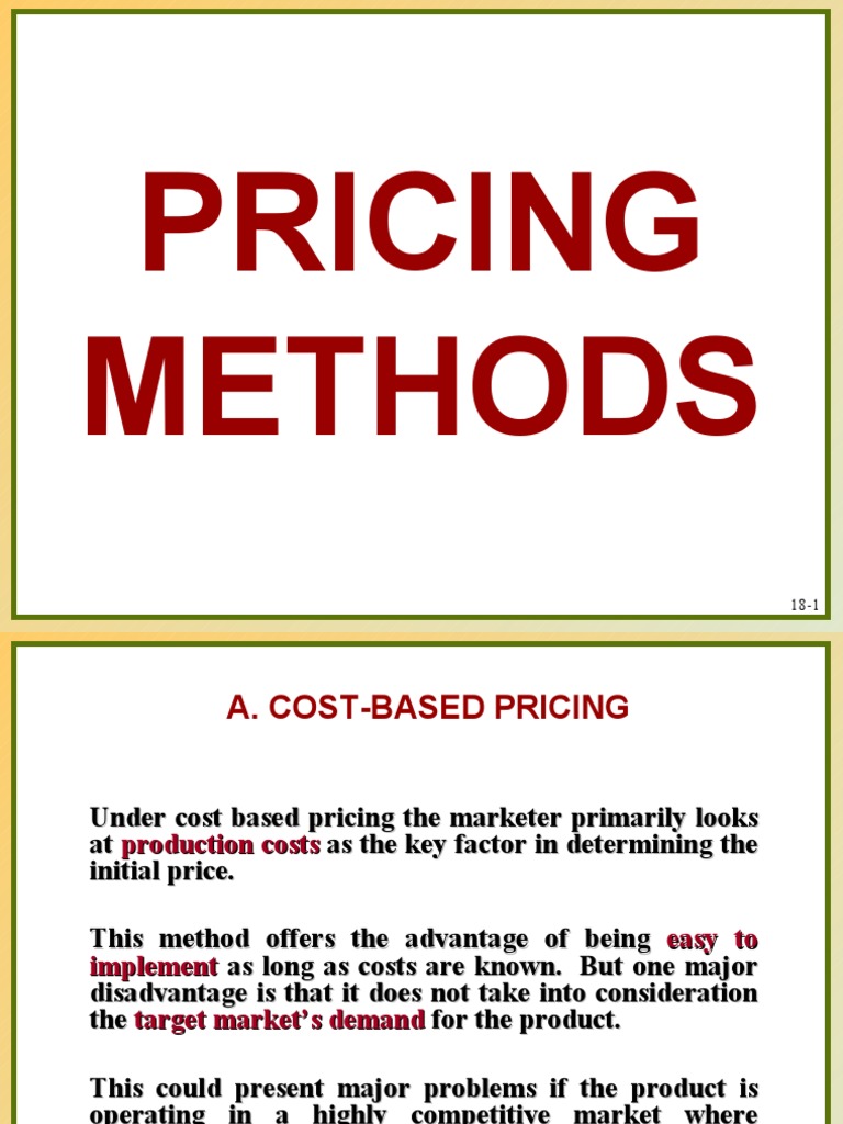 PRICING METHODS | Pricing | Prices
